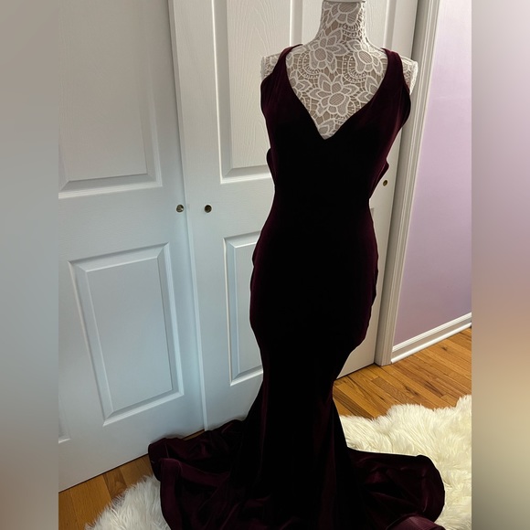 Dresses | Maroon Red Velvet Mermaid Gown | Poshmark